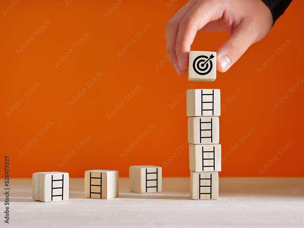 Business objectives, goal achievement, success or goal setting concepts ...