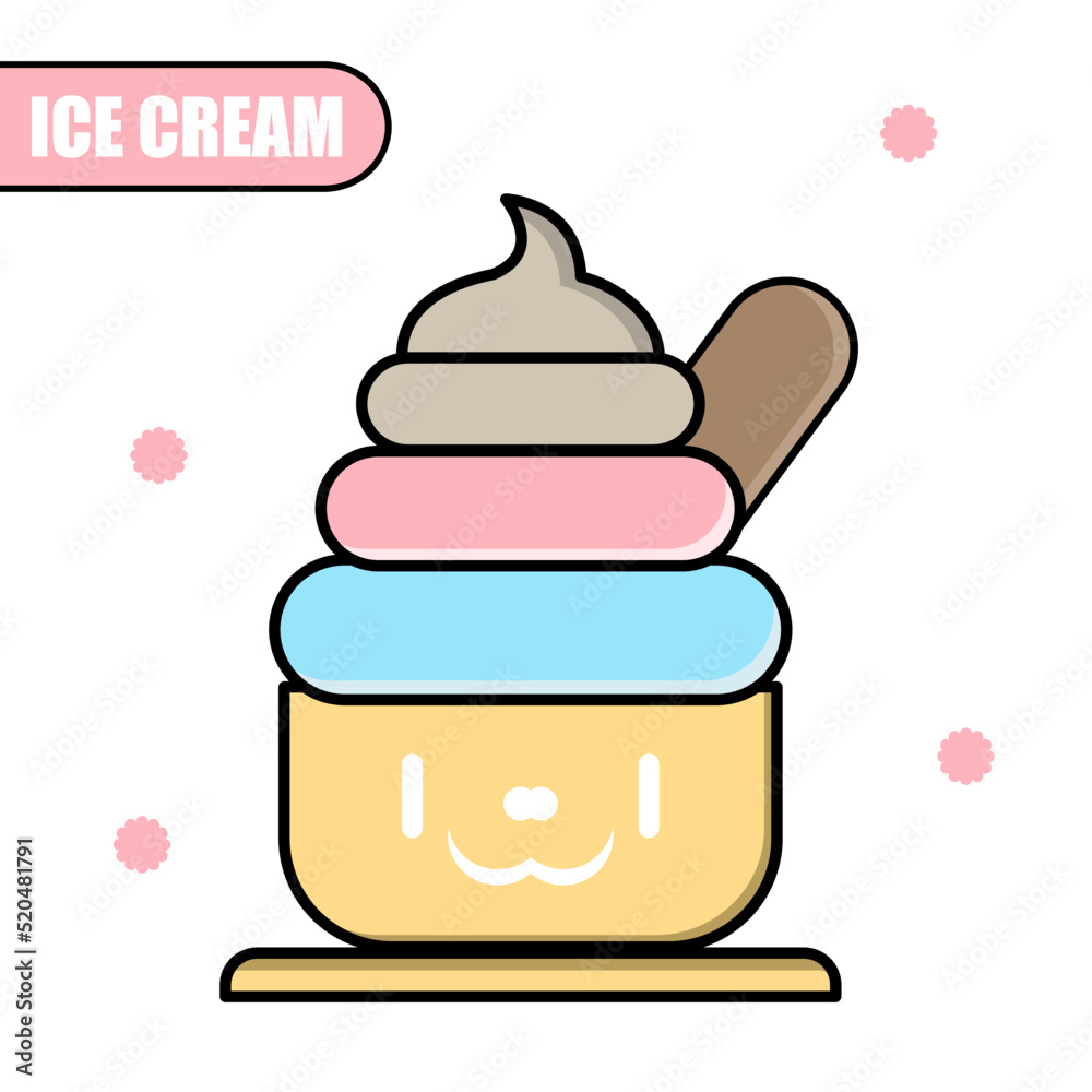 cute and cartoon style ice cream flat illustration. suitable for ice ...