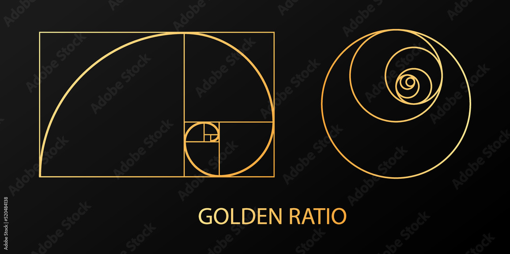 Golden section. Circle of the Fibonacci sequence. Spiral geometric ...
