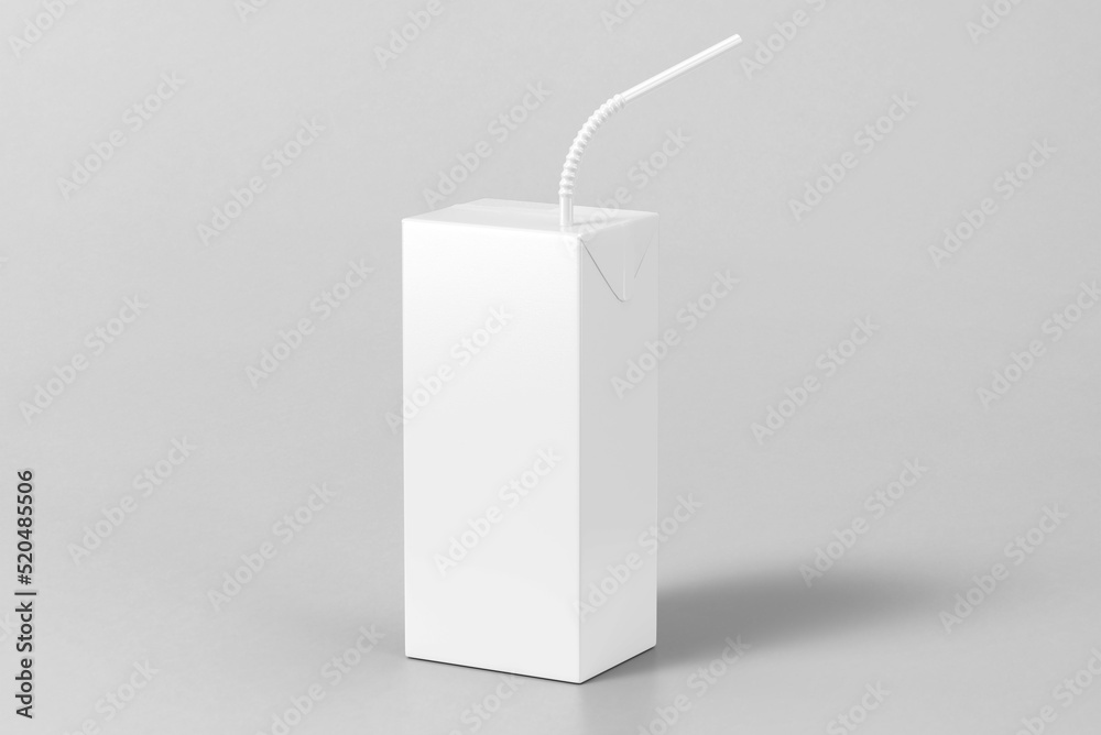 Blank Packet Carton Juice & milk pack with straw White Realistic ...