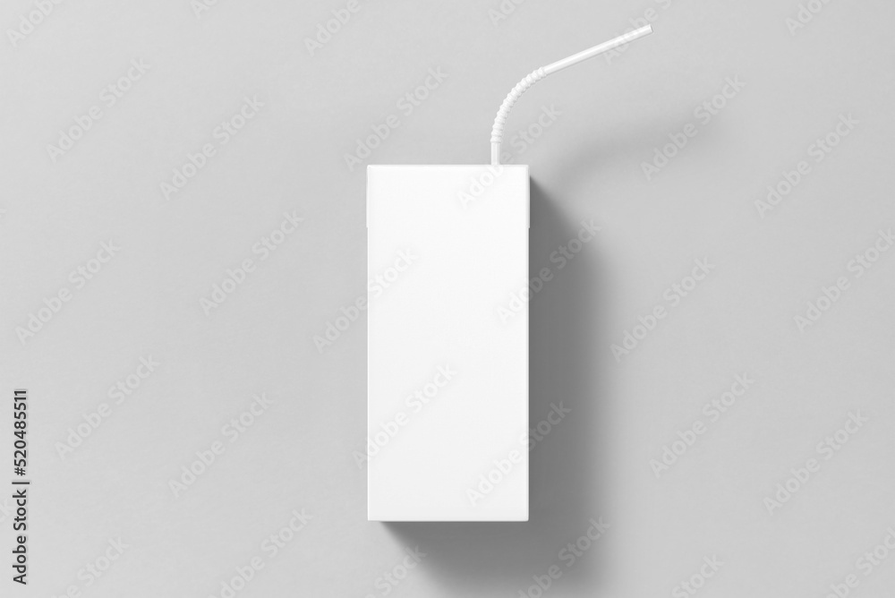 Blank Packet Carton Juice & milk pack with straw White Realistic ...