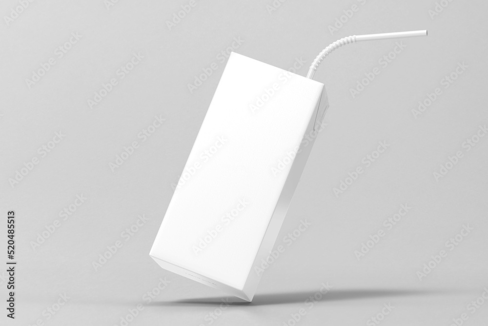 Blank Packet Carton Juice & milk pack with straw White Realistic ...