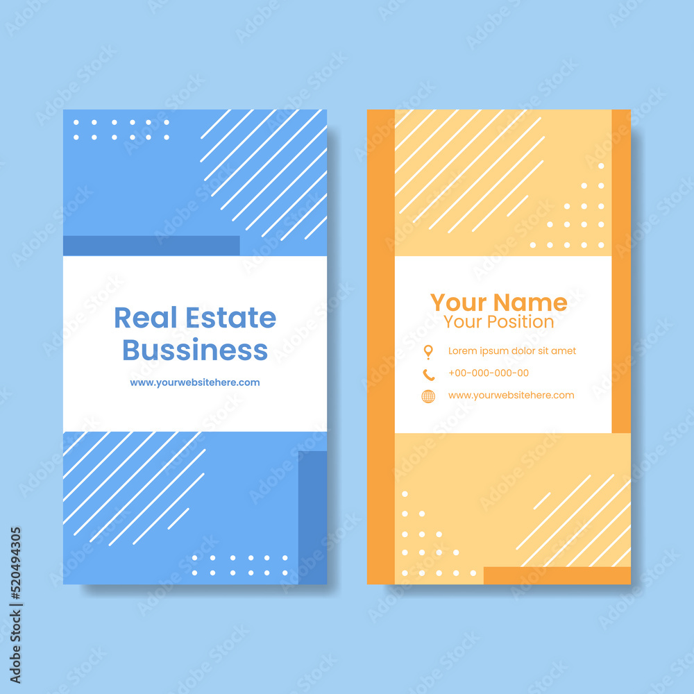 Real estate Card Vertical Template Flat Cartoon Background Vector ...