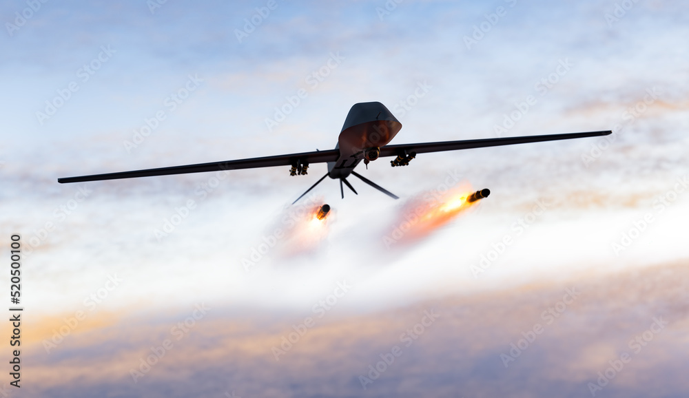 Military combat drone UAV launching missiles Stock Illustration | Adobe ...