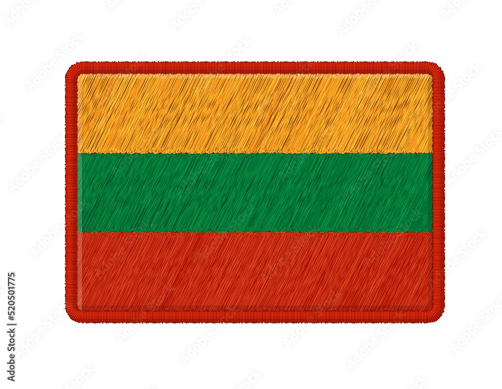 Flag Of Lithuania. Vector Photo Realistic Embroidery Patches Isolated ...