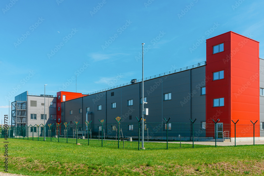 New commercial retail small office building.The exterior facade of a ...