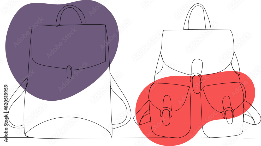 backpacks drawing by one continuous line Stock Vector | Adobe Stock