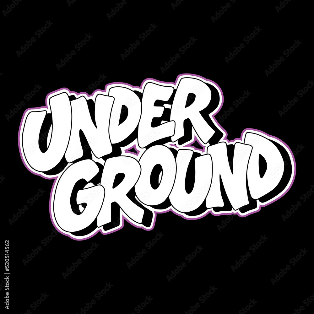 decorative inscription UNDERGROUND in graffiti style on black ...