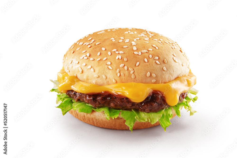 Delicious Melted Cheese Beef Burger consists of Bun Bread, Patty ...