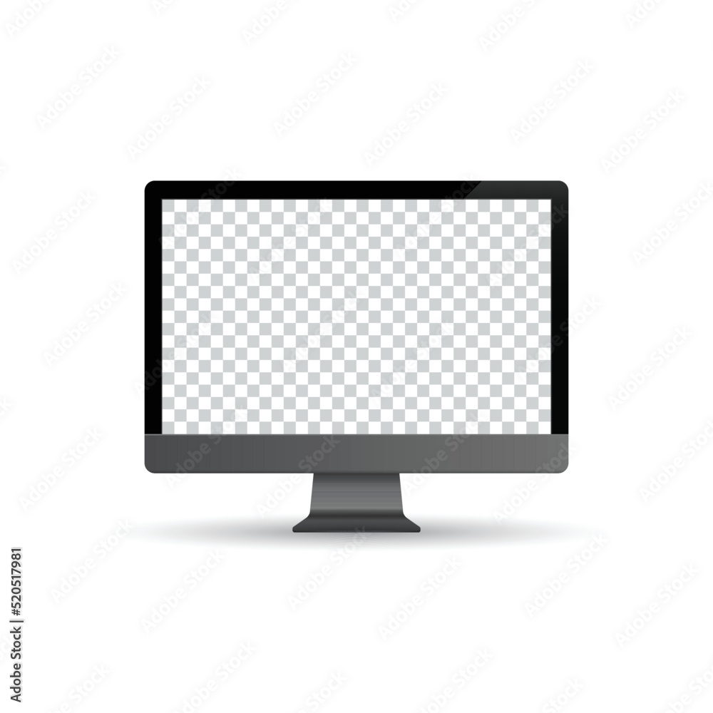 Realistic computer monitor isolated on white background. Vector mockup. Device in mockup style ...