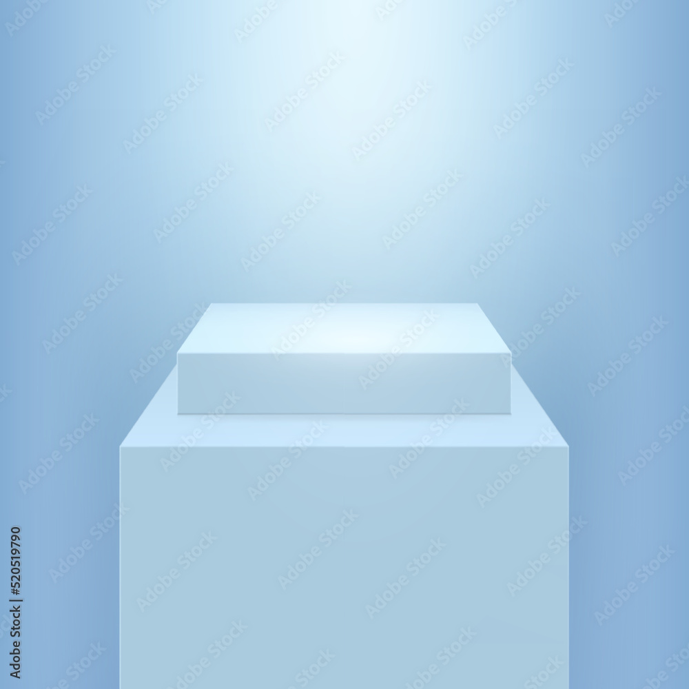 Square realistic 3D podium in blue color, arena stage platform. Vector ...