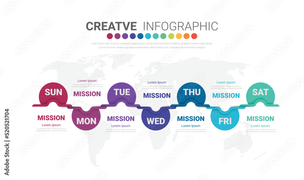 Time line, Timeline business for 7 day, week, infographics design ...