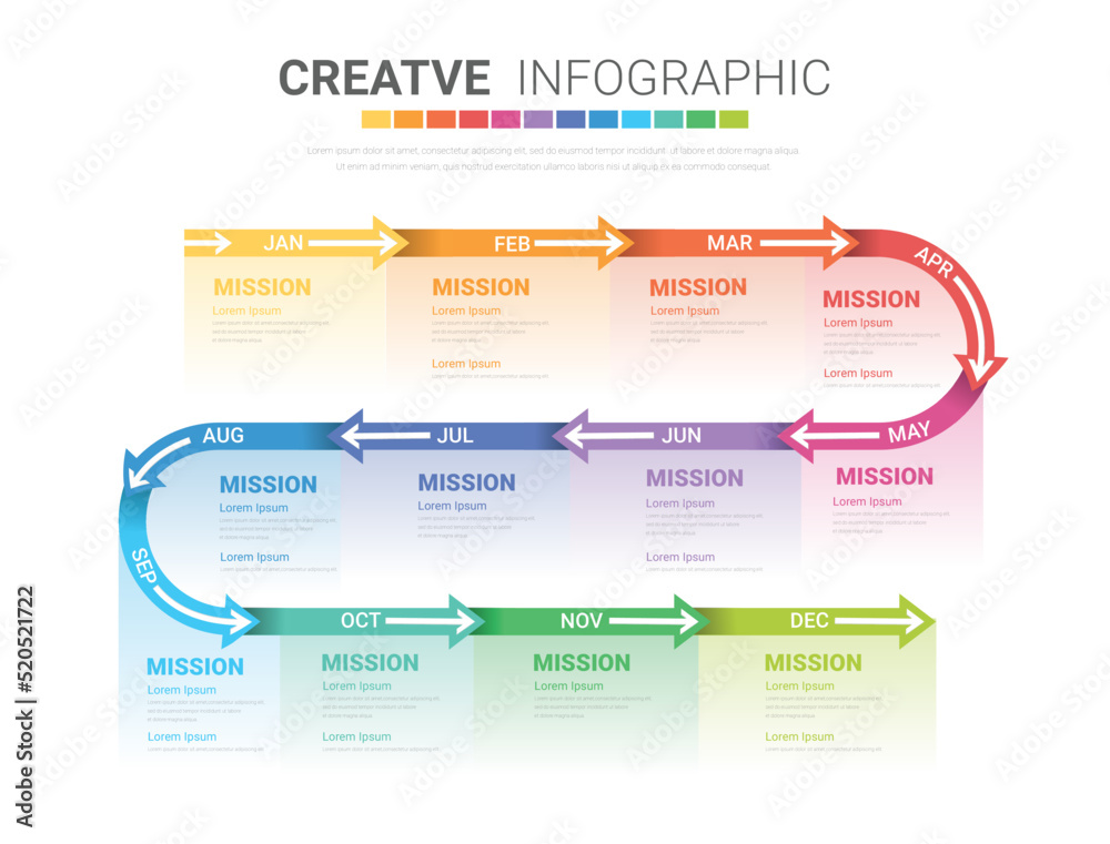 Infographic template for business. modern Timeline for 12 diagram ...