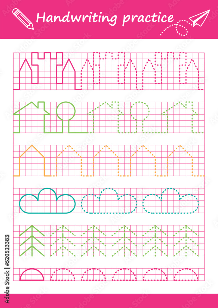 Trace line worksheet for kids. Basic writing. Working pages for ...