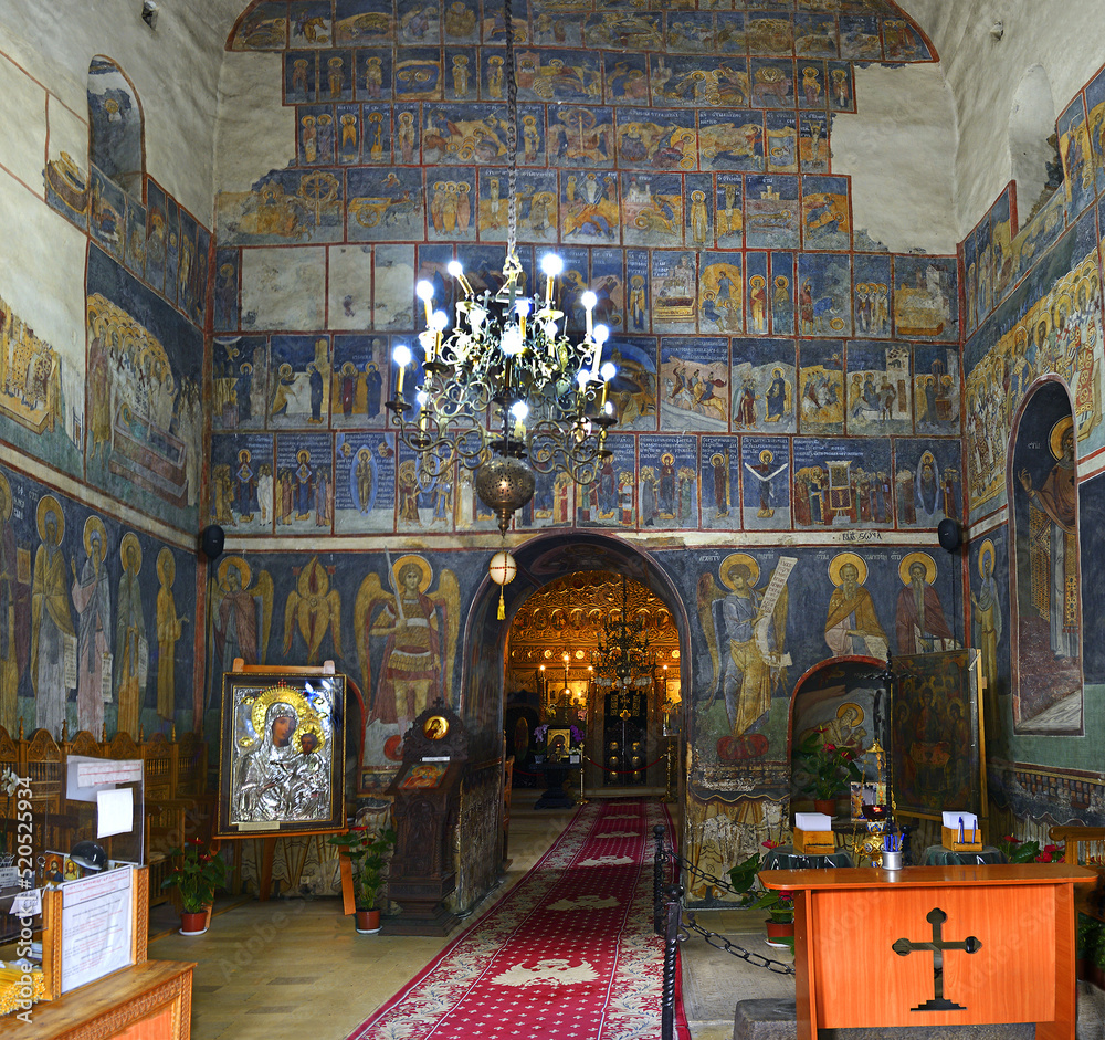 Cozia, Romania. Fresco of Cozia Monastery, heritage of medieval ...