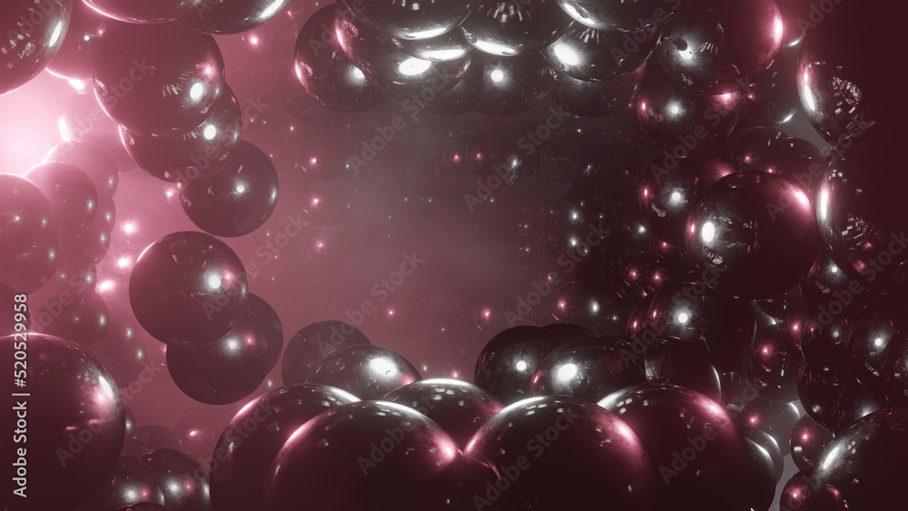 Abstract 3d render, dark red background design with spheres 3d render ...