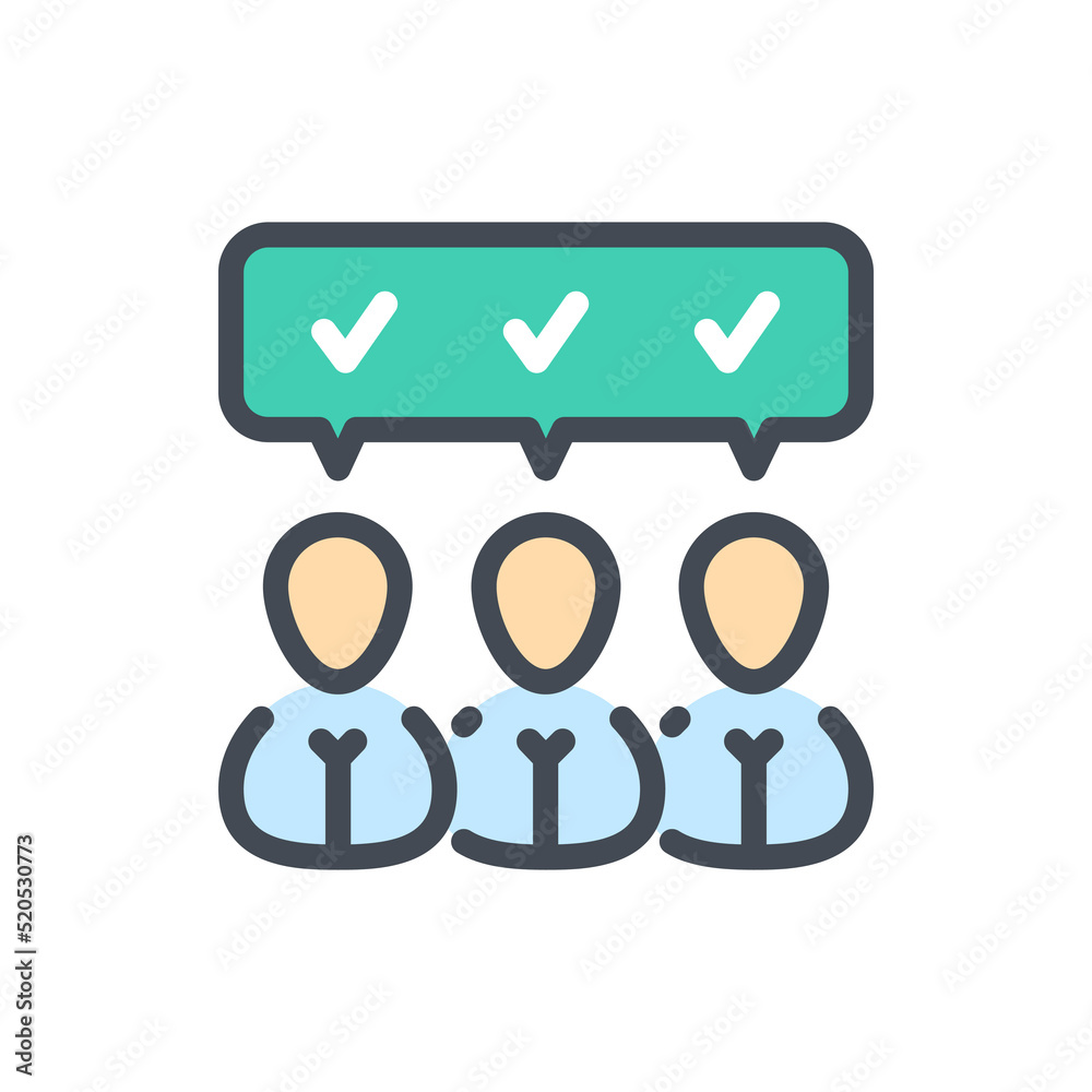 Employee approval, Decision making and Joint decision color line icon ...