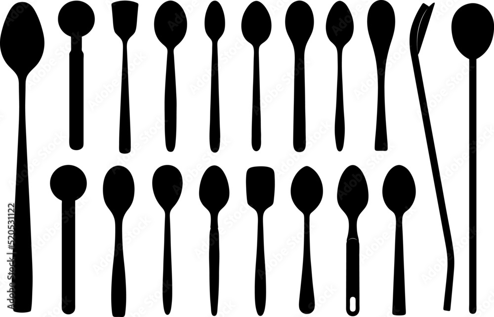 Set of different teaspoons isolated on white Stock Vector | Adobe Stock