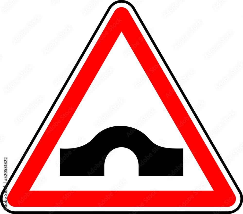 Vector graphic of a uk hump back bridge road sign. It consists of a ...