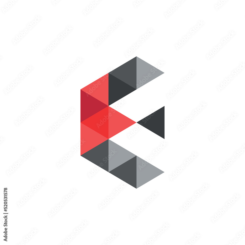Letter E Logo Design Made of Minimal Prisms and Triangles Stock Vector ...