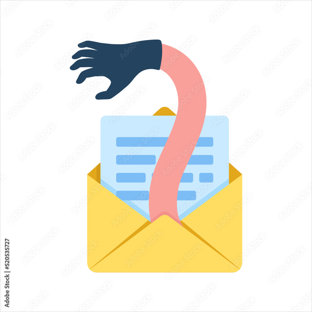 Email scam phishing crime hacker hand steal data vector illustration ...