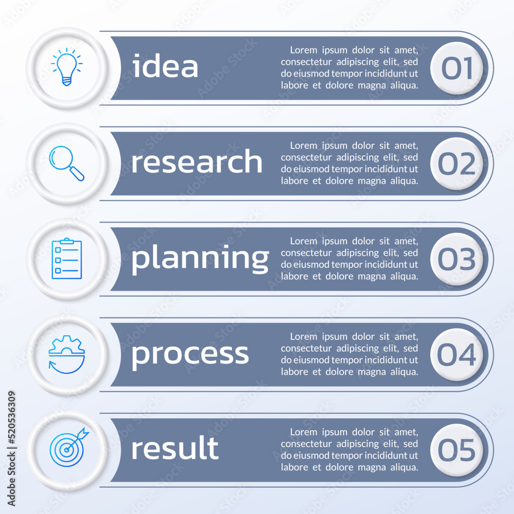Vetor de 5 number list template. Five step business layout with text ...