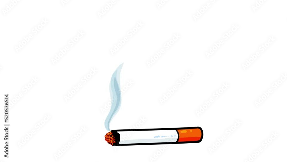 Cigarette with smoke cartoon animation. Short smoke version. Seamless ...
