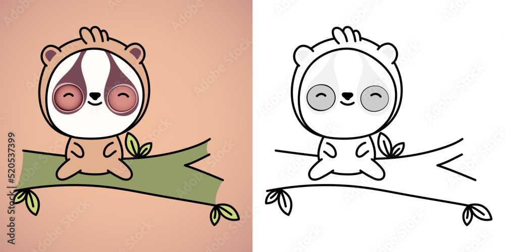 Cute Clipart Loris Illustration and For Coloring Page. Cartoon Clip Art ...