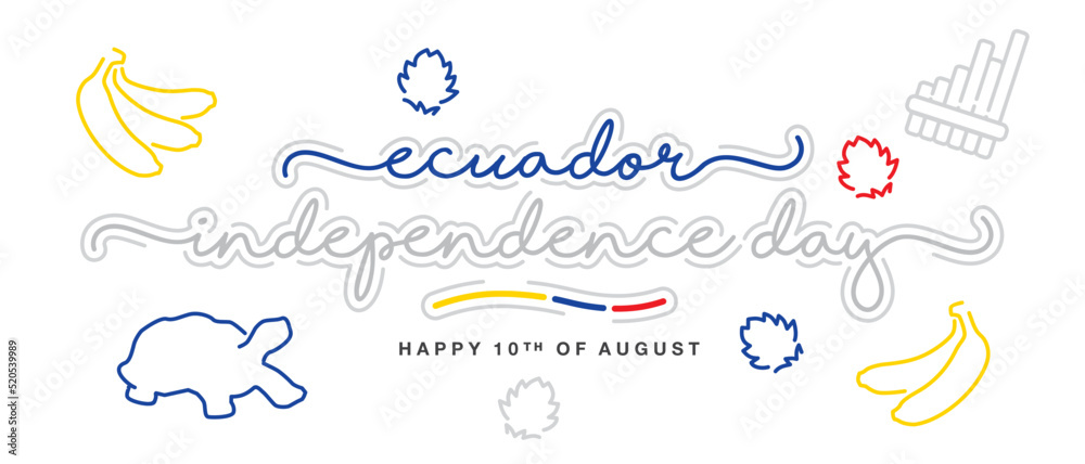 Ecuador independence day handwritten lettering typography calligraphy ...