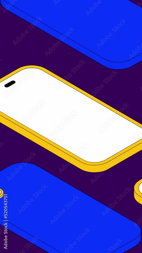 Smartphones lying in rows alternate with the screen down and the screen ...
