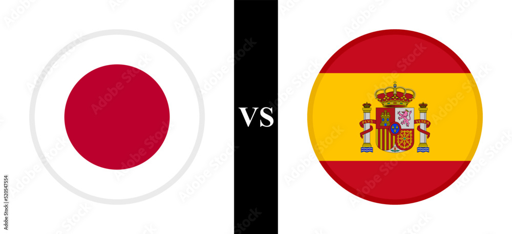 the concept of japan vs spain. flags of japanese and spanish. vector ...