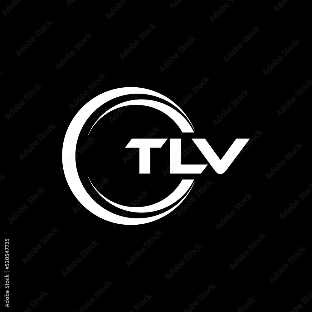 Vecteur Stock TLV letter logo design with black background in ...