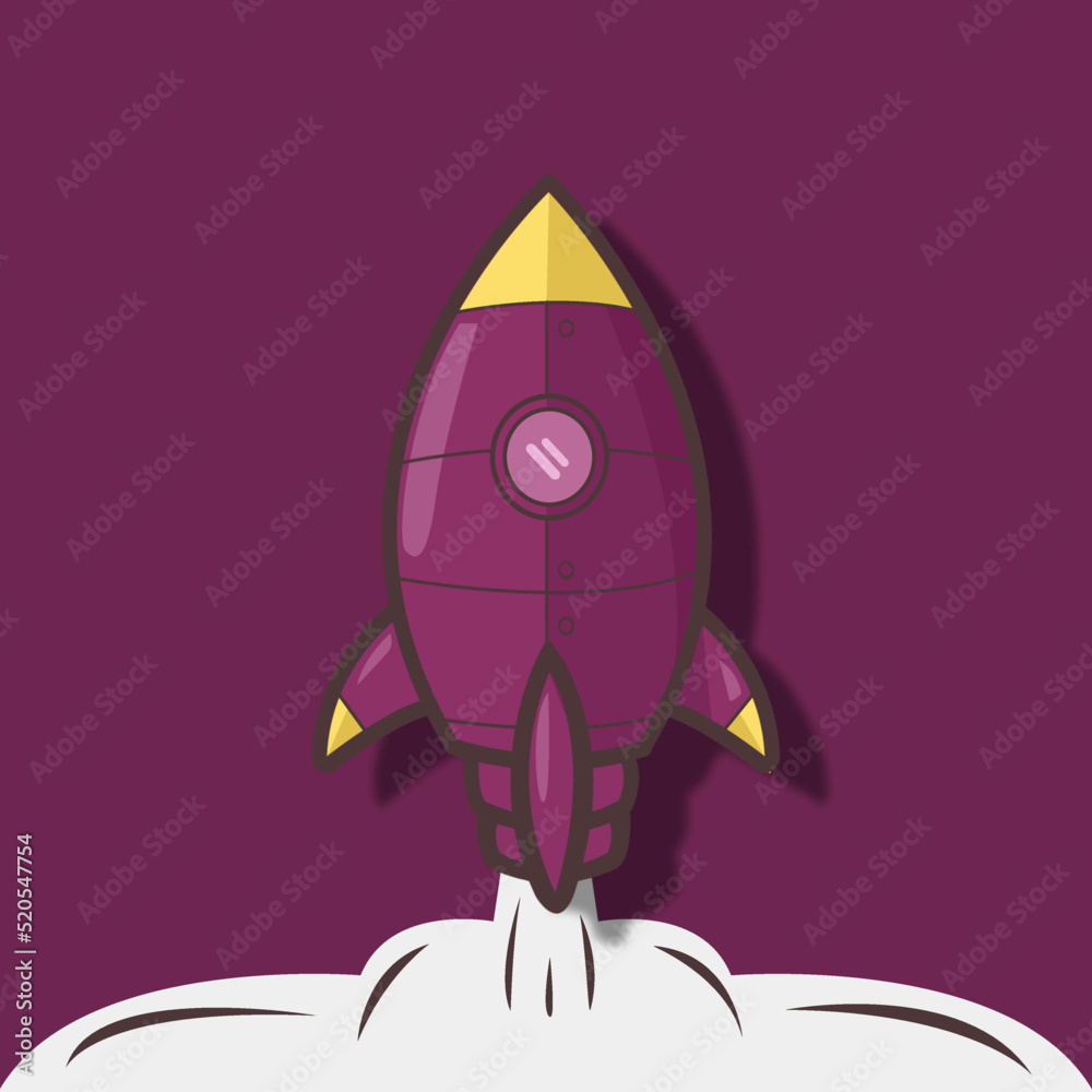 cartoon rocket in space vector Stock Vector | Adobe Stock
