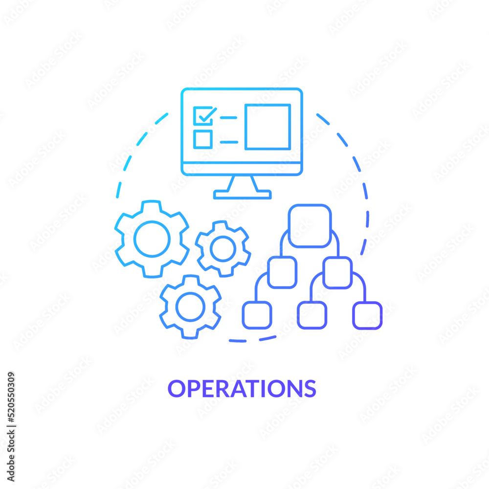 Operations blue gradient concept icon. System and technology. Element ...