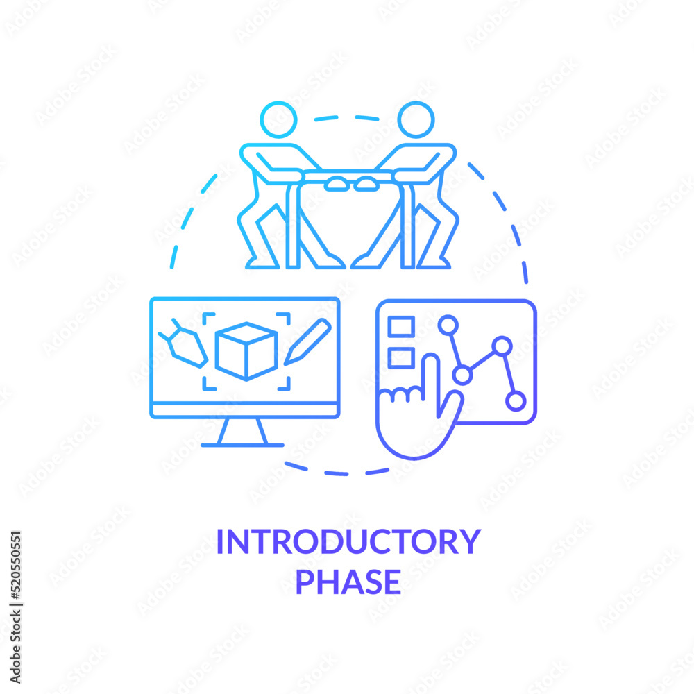 Introductory phase blue gradient concept icon. Supply chain management ...