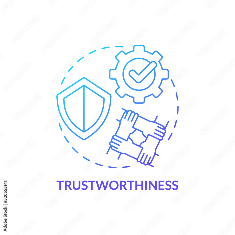 Trustworthiness blue gradient concept icon. Type of business ethics ...