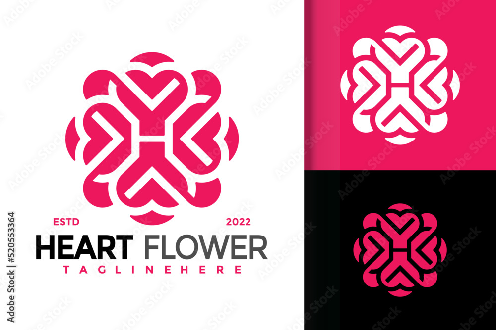 Letter H Flower Heart Logo Design, brand identity logos vector, modern ...