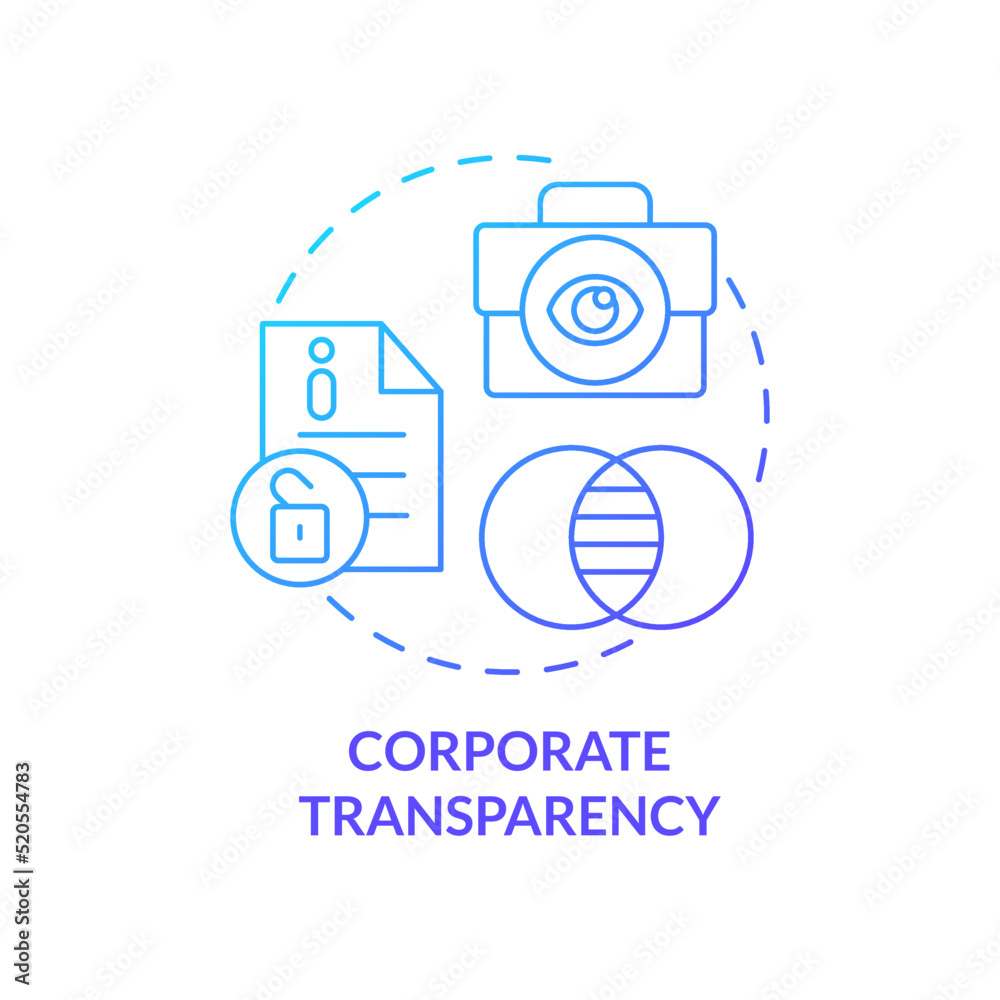 Corporate transparency blue gradient concept icon. Ethical company ...