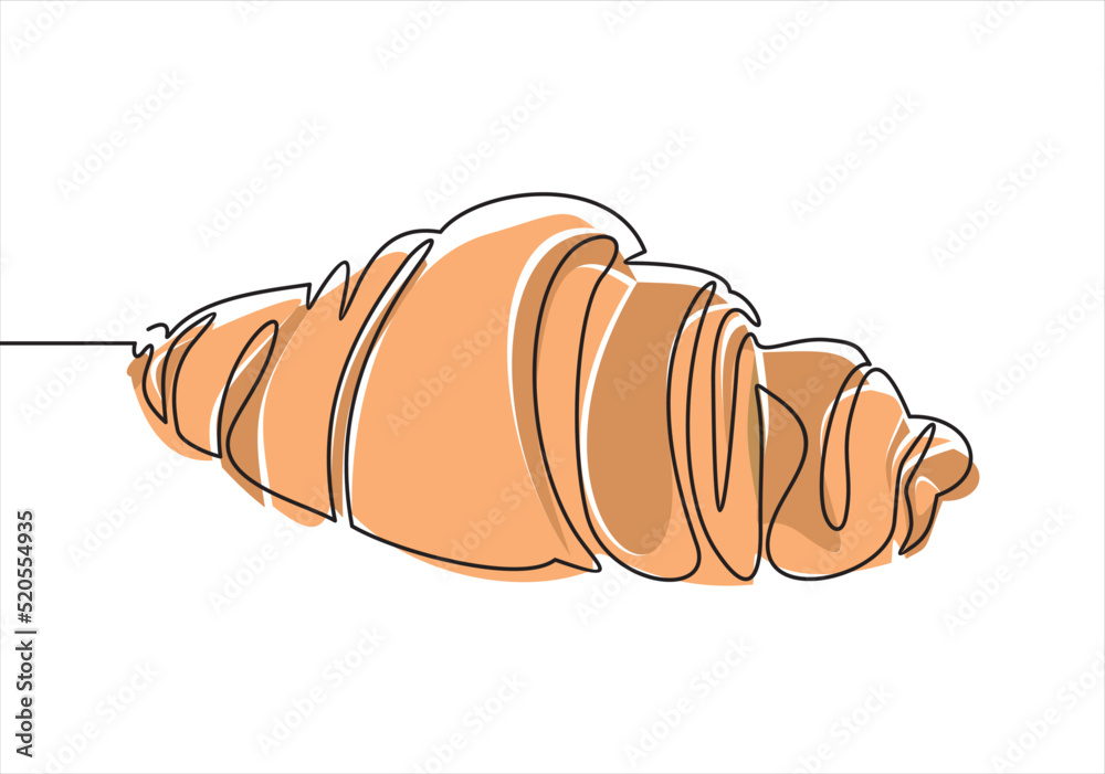 Continuous one line drawing of croissant for logo in minimalist style ...