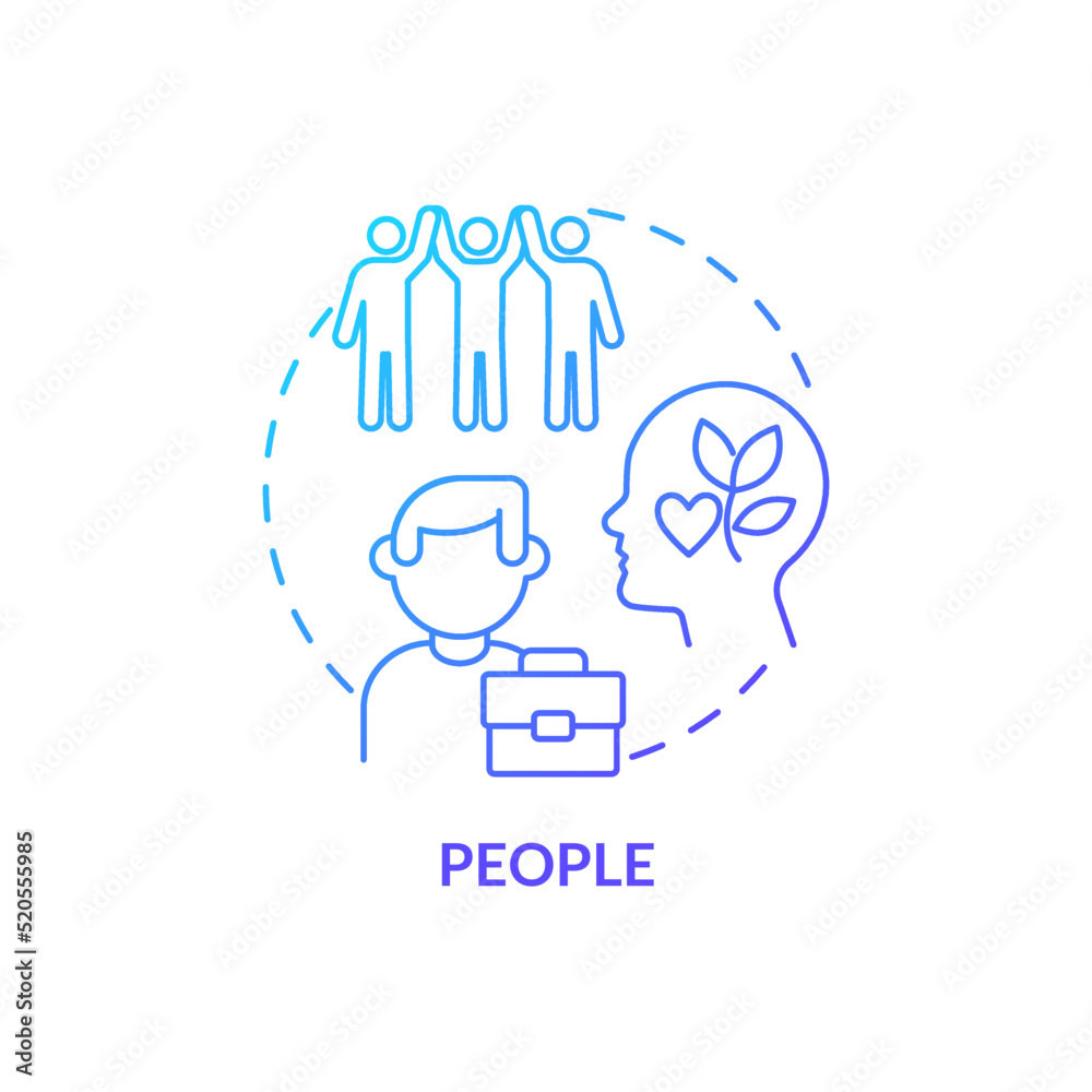 People blue gradient concept icon. Factor influencing organizational ...