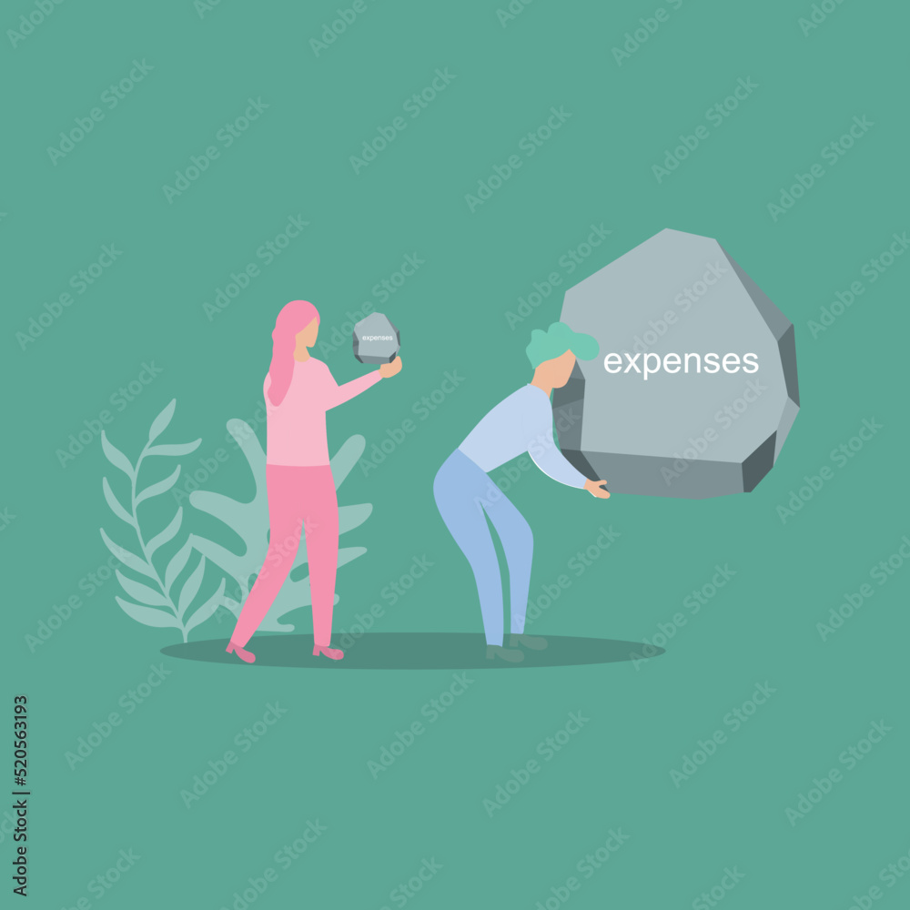 vector illustrations large expenses will be burdensome and small ...