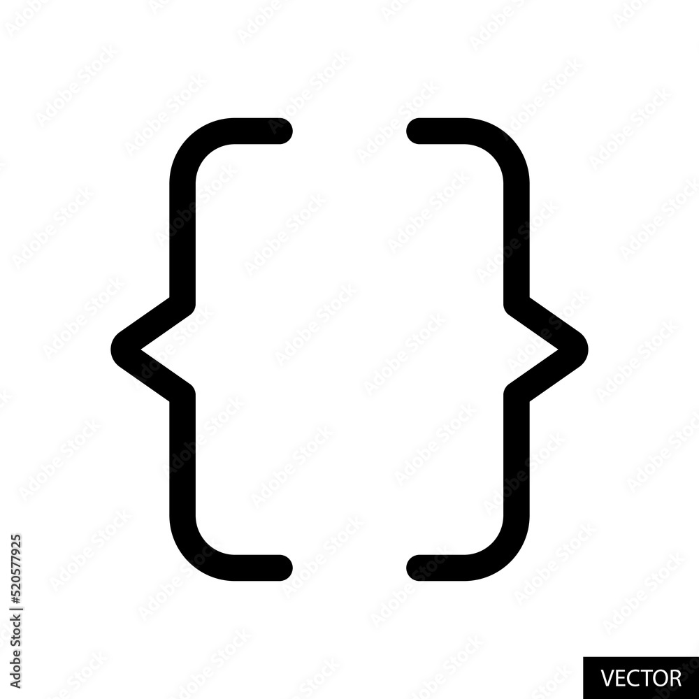 Curly brackets vector icon in line style design for website design, app ...