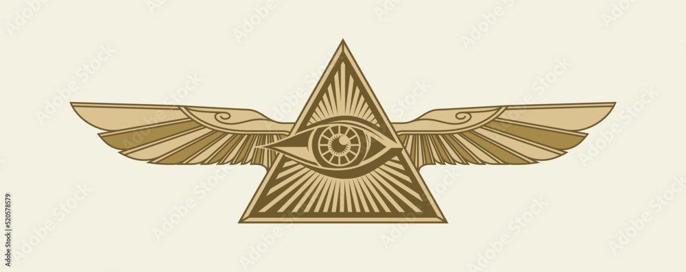 Horus with wings vector. Ancient Egypt vintage art hipster line art ...