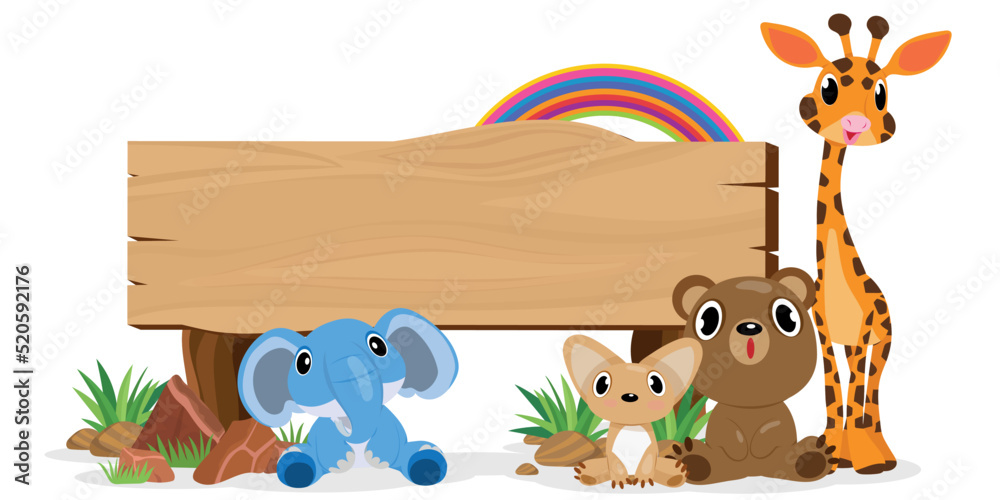 Cute animals in Zoo, Placards and banner in zoos Design for banner ...