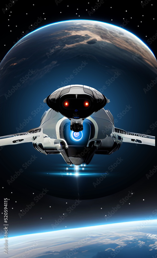 spaceship in space, digital illustration, concept Stock Illustration ...