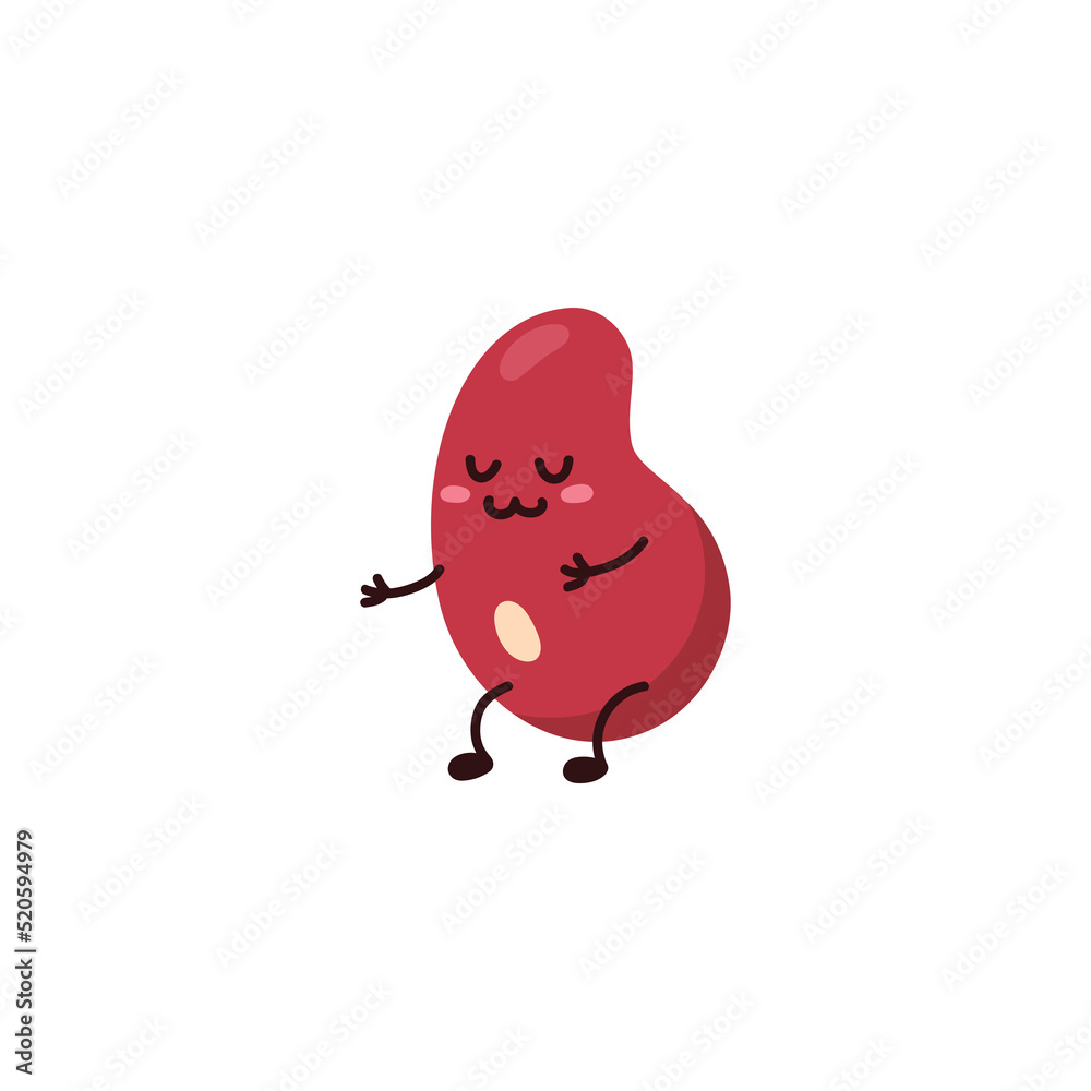 Funny kidney bean dancing with cute face, flat vector illustration ...