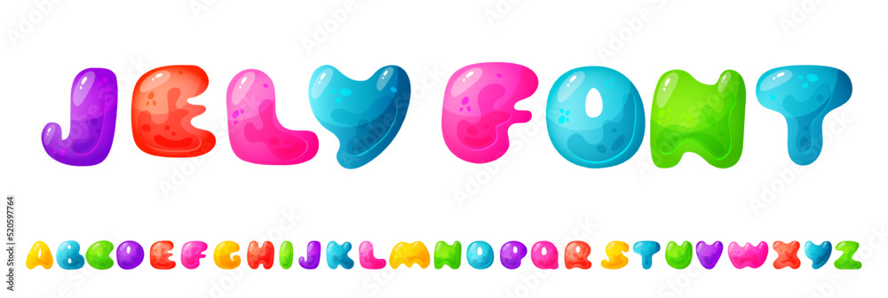 Jelly colorful alphabets, comic alphabet for children. Jelly bright ...
