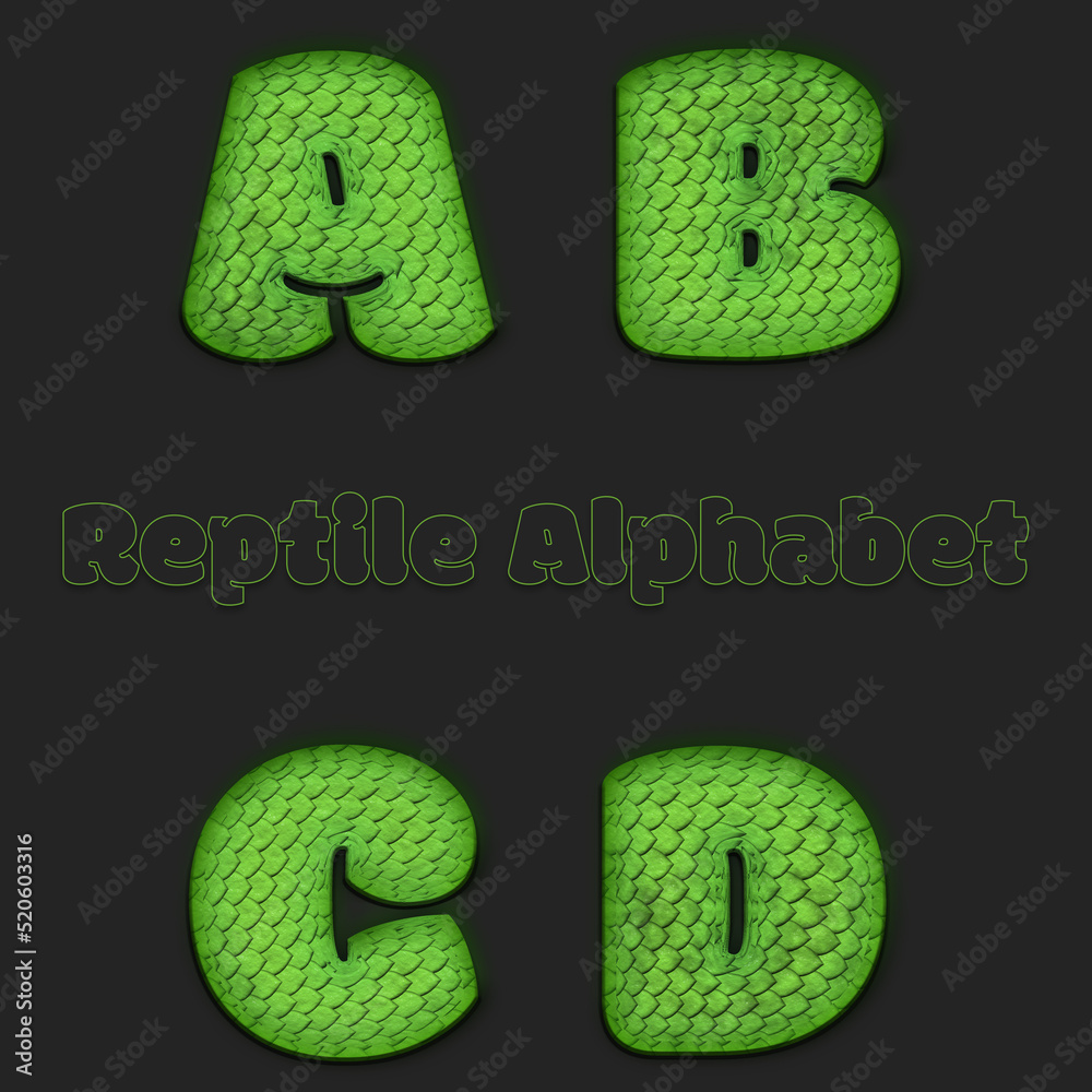 Snake alphabet with capital letters isolated on black background ...