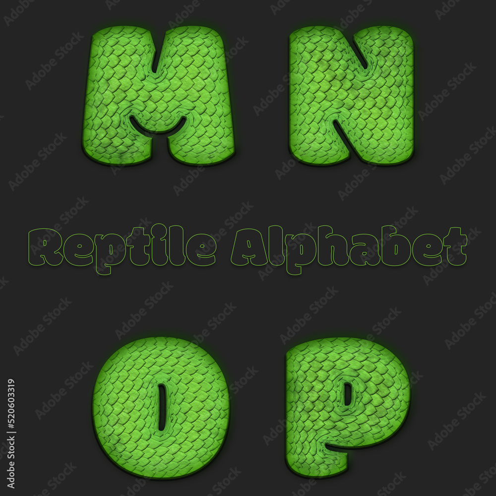 Snake alphabet with capital letters isolated on black background ...