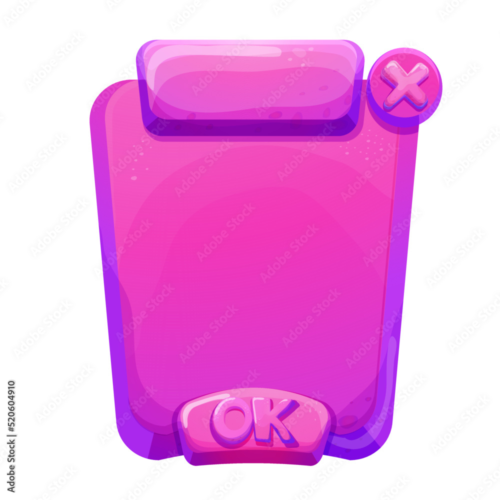 Jelly Fantasy Interface Template Game Menu In Cartoon Style Isolated On White Background Ui